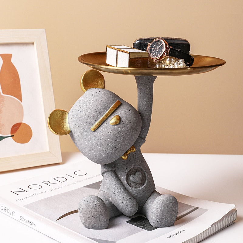 Cute Bear Butler Statue with tray | COOLCrown Store